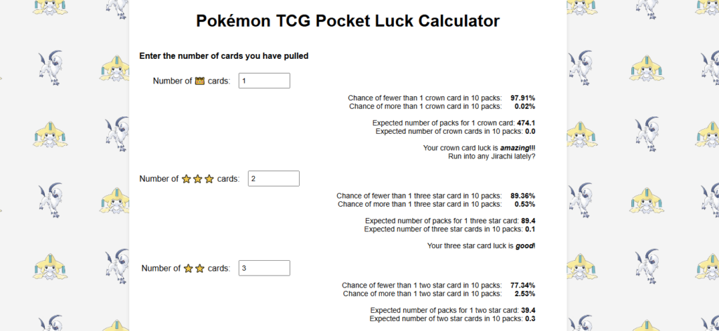 Booster Pack Luck Calculator - Pokémon TCG Pocket News